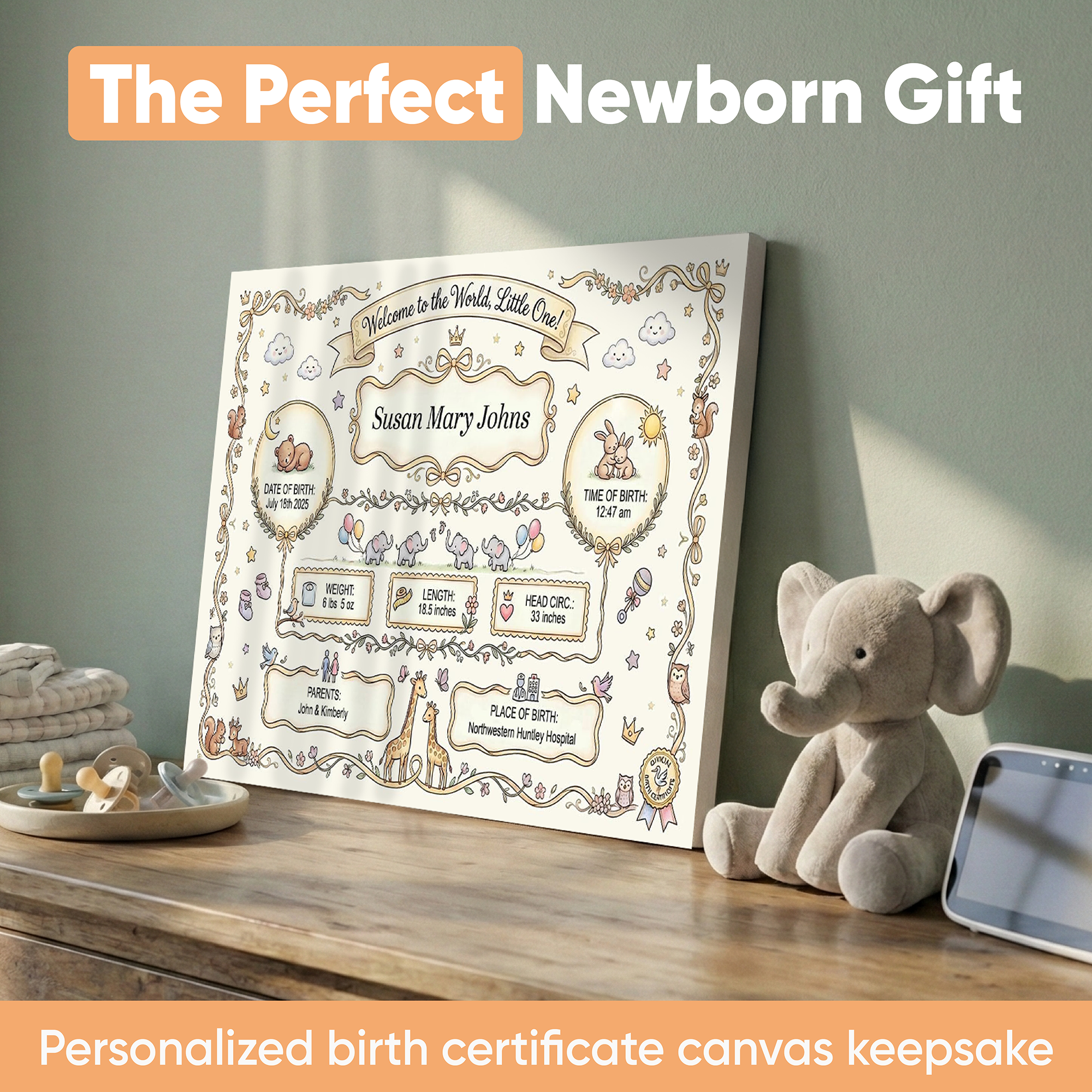Personalized Birth Certificate Canvas – A Timeless Keepsake – Shape28